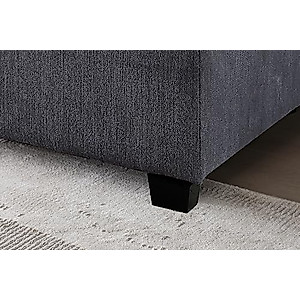 L-Shaped Modular Sectional Sofa Down Feather Cushions Deep Seat Reversible Chaises Cloud Couch Living Room Convertible Sleeper Upholstered Sofabed with Movable Ottomans