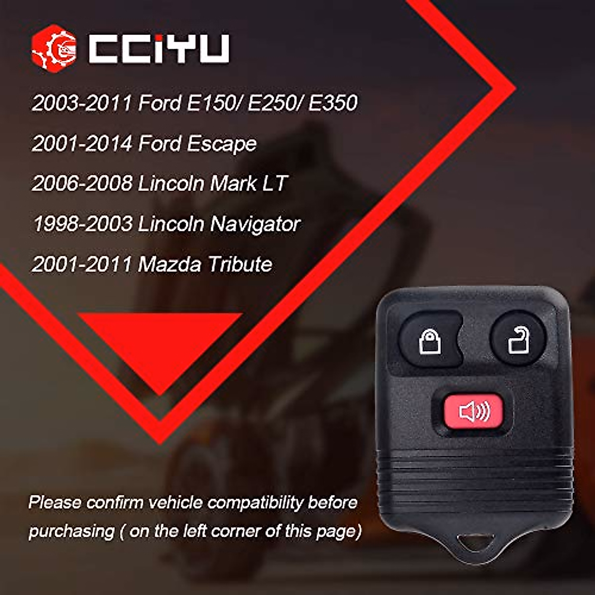 cciyu CWTWB1U331 Keyless Entry Remote Car Key Fob Clicker Transmitter Alarm 1X 3 Buttons fits for Ford Edge for F150 98-16 for M azda for L incoln for F ord for M ercury Series CWTWB1U331