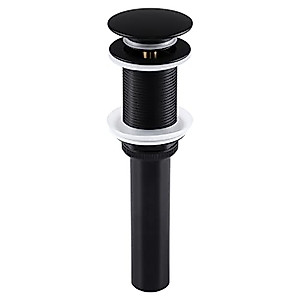 KES Bathroom Sink Drain Pop Up Drain Without Overflow, Vessel Sink Stopper Matte Black, All Metal Rustproof Brass and 304 Stainless Steel, S2008S62D-BK