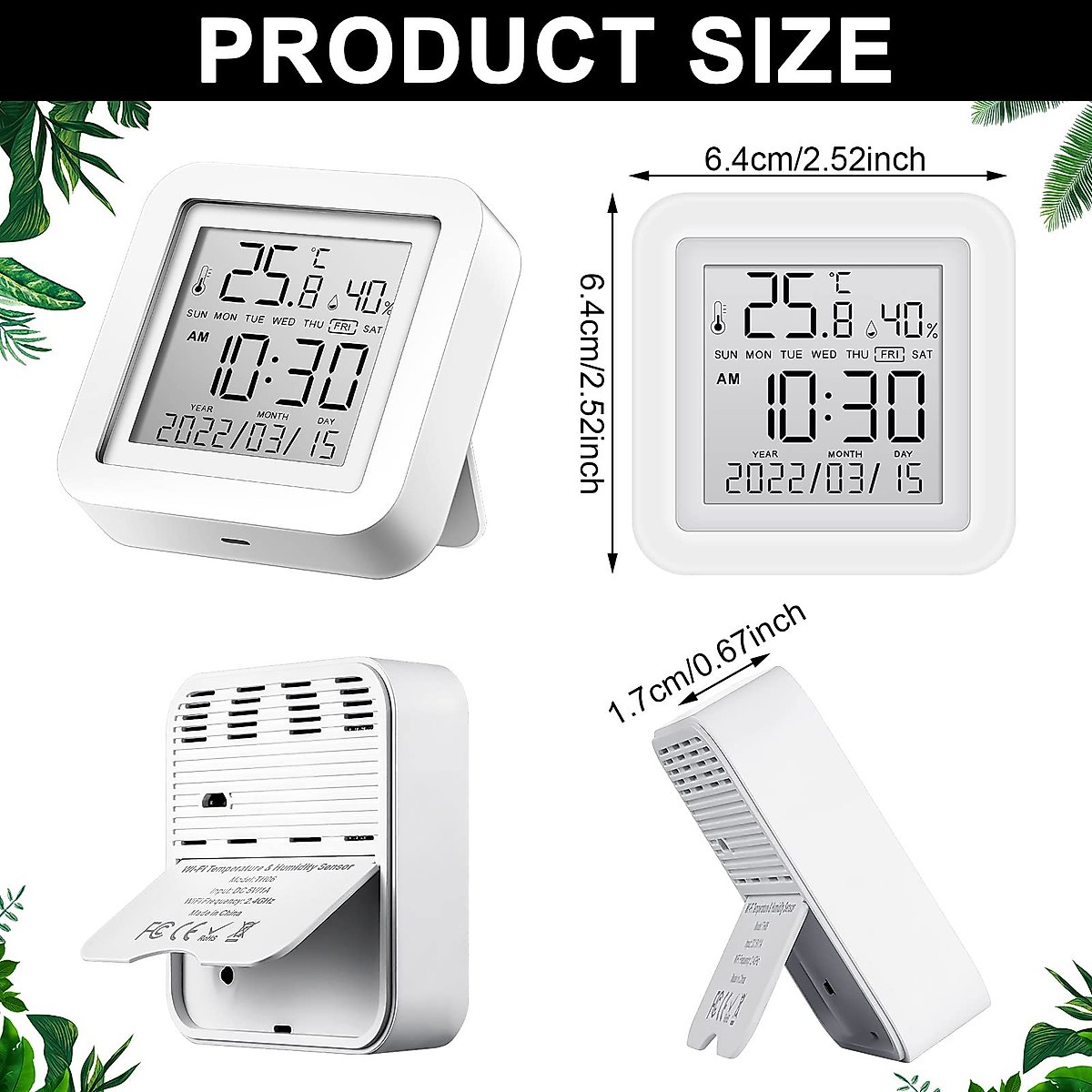 Flutesan 2 Pcs Smart Wireless Temperature Monitor Humidity Monitor Wireless Hygrometer Thermometer Digital Room Compatible with APP Notification Alert and LCD Display House