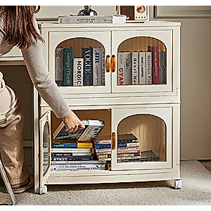 Stackable Storage Bins with Lids,Closet Organizer Collapsible Storage Bin with Door & Wheels Trunk Car Folding Storage Containers Box for Bedroom Kitchen Office Clothing Storage