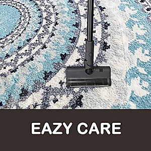 Luxury Faux Fur Boho Round Area Rug,Silky Imitation Sheepskin Stain Resistant Free Modern Contemporary Transitional Ultra Soft Living Dining Room Bedroom Carpet 4'x4' Round Blue / Multi