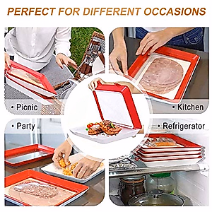 Food Plastic Preservation Tray, Stackable Food Tray Reusable Creative fresh tray storage for Food Preservation (4 Pack)