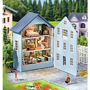 Flever Dollhouse Miniature DIY House Kit Creative Room with Furniture for Romantic Valentine's Gift (Molan House)