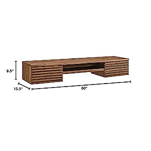 Modway Render 60" Mid-Century Modern Wall-Mount Office Desk in Walnut