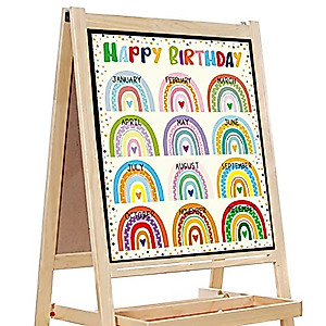 Happy Birthday Poster Chart Bright Color Rainbow with Dots 17" x 22" Class Birthday Decoration