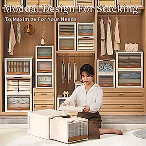 Storage Drawers, Storage Bins with Drawers, HAIXIN Plastic Drawers Organizer, Two Ways Opening Closet Drawers, Stackable Chest of Drawers, Organization and Storage Drawers for Bedroom, 4 Pack