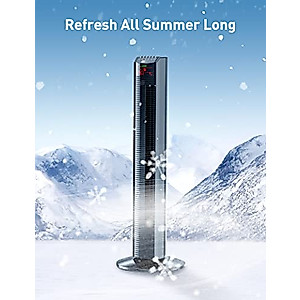 PARIS RHÔNE Tower Fan, 36” Oscillating Fan with Remote, 3 Speed Settings & 3 Modes, Bladeless Fans with Auto-Temp Detection, LED Display, 12H Timer, Low Noise Floor Fan for Bedroom, Office or Study