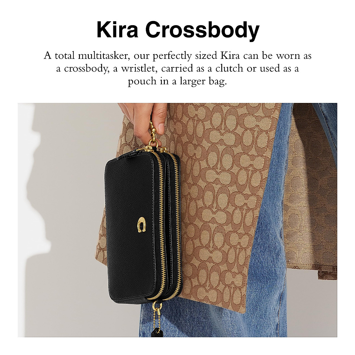 COACH Polished Pebble Leather Kira Crossbody, Black, One Size