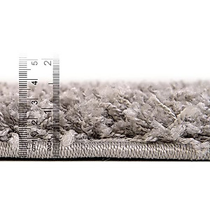 Rugs.com - Über Cozy Solid Shag Collection Rug – 9' x 12' Cloud Gray Shag Rug Perfect for Living Rooms, Large Dining Rooms, Open Floorplans