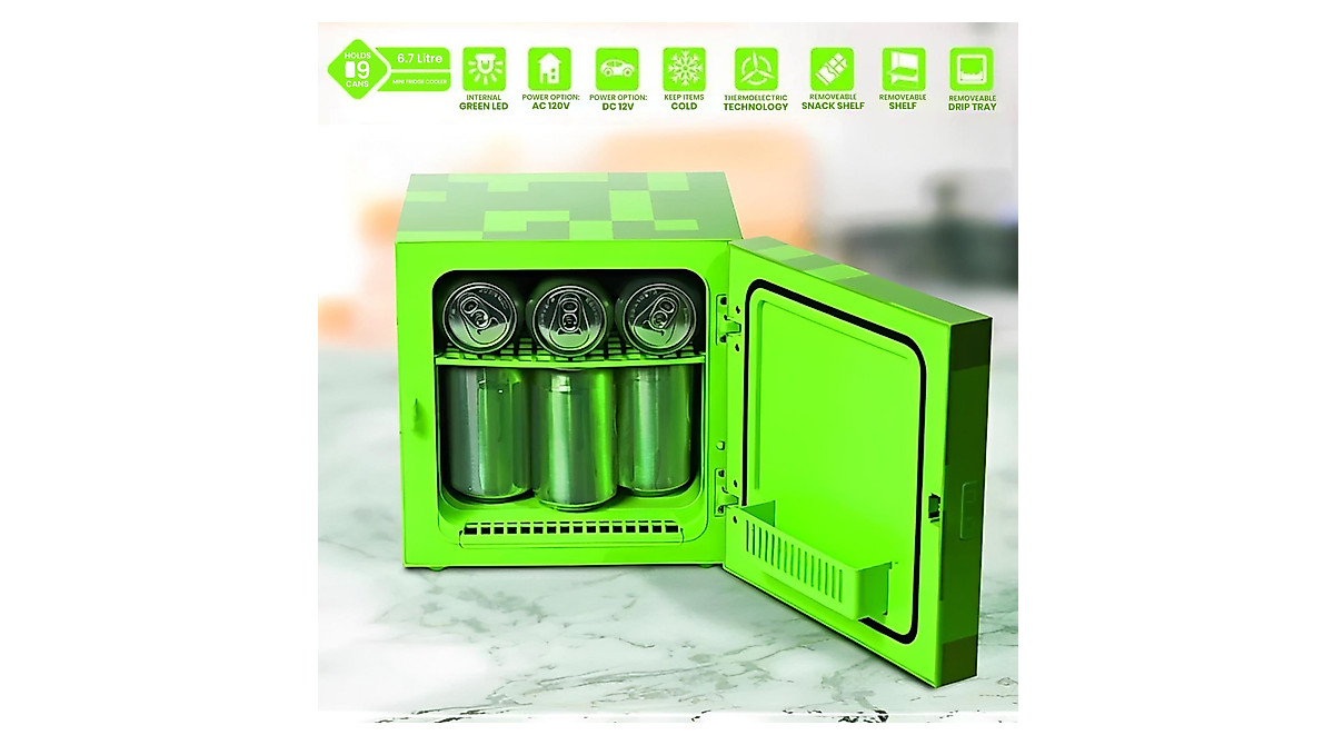 Minecraft Green Creeper Mini Fridge - Keep Drinks Cool!
