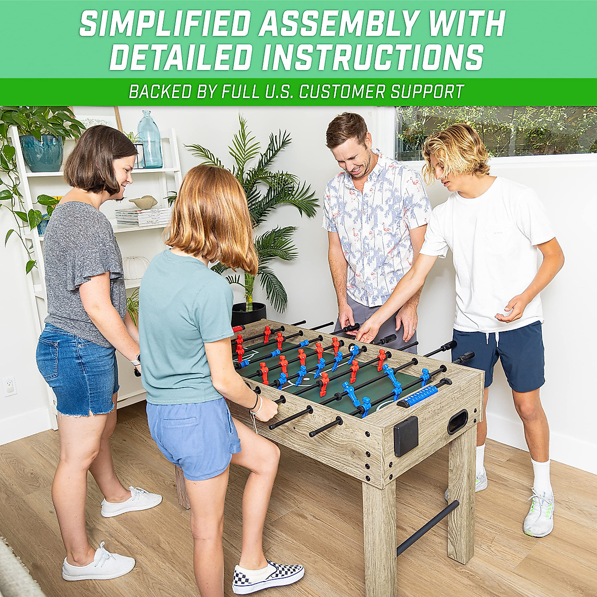 GoSports 48 Inch Game Room Size Foosball Table - Oak Finish - Includes 4 Balls and 2 Cup Holders