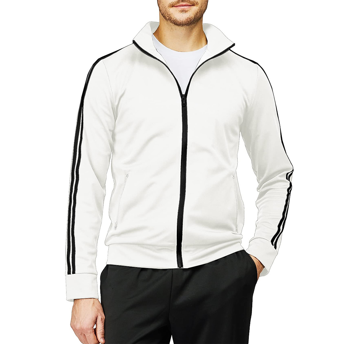 H2H Men's Essentials Warm-Up tripes Track Top IVORY US 3XL/Asia 4XL (CMOJA0103)