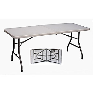 Correll CP3072FM Light Weight Blow Molded Fold in Half Table, For Easy Transportation, Rectangular, 30"x72", Gray Granite