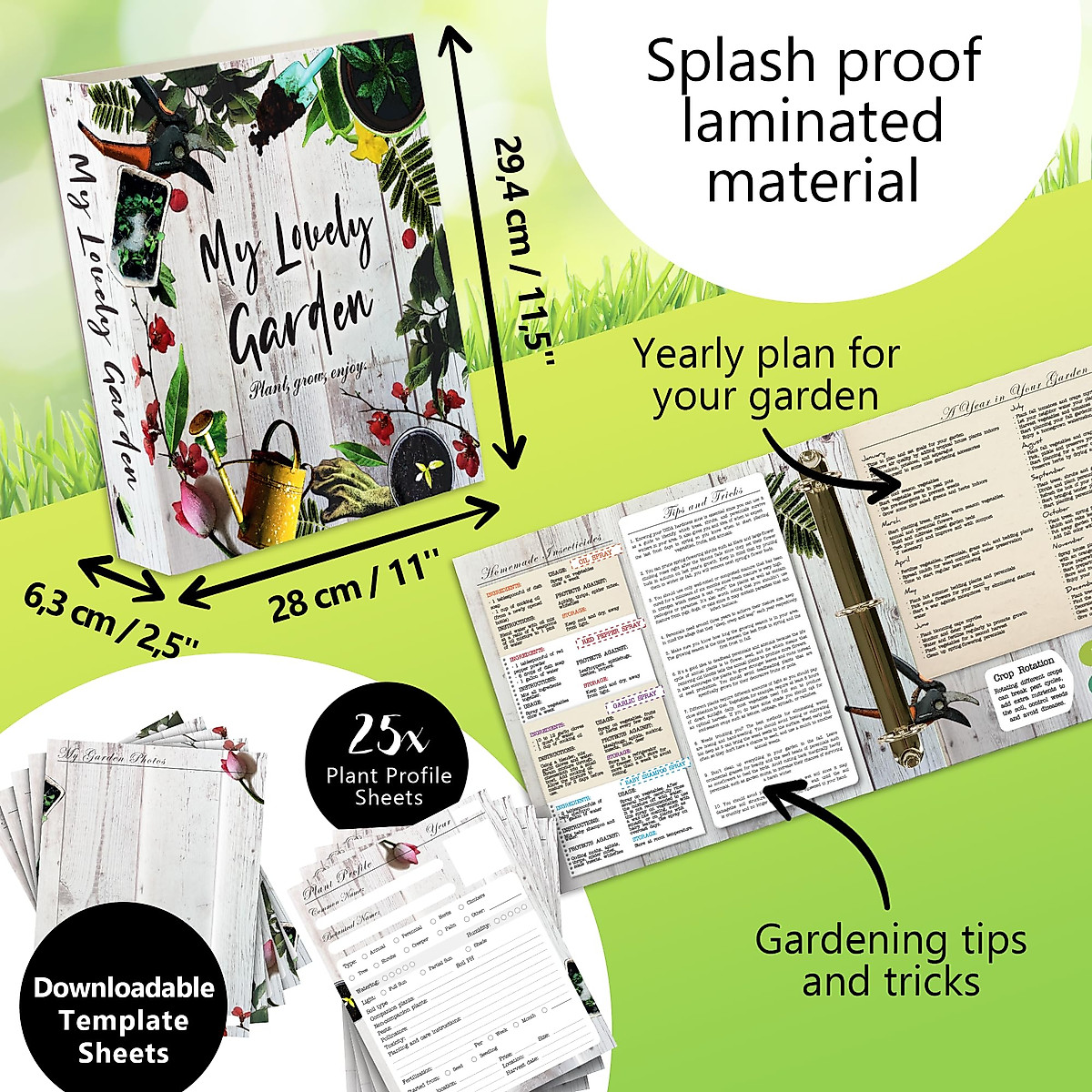 Garden Journal, 3 Ring Full Page 8.5x11" Binder. Seed Packet Organizer Kit, Perfect Planner & Almanac & Notebook for Gardeners, Ideal Gift for Farmers and Garden Enthusiasts (Gardening Binder with Calendar)