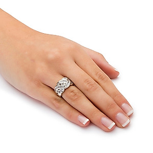 PalmBeach Platinum-plated Sterling Silver Baguette Cubic Zirconia Channel Crossover Ring Sizes 5-10 Size 8