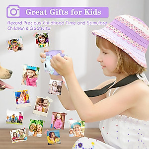 Anesky Kids Camera, Best Birthday for Girls/Boys Ages 3 4 5 6 7 8 9 10 11 12, Kids Digital Camera for Toddler with Video, Toy Camera for 3-12-Year-Olds Kids with 32GB Card - Purple