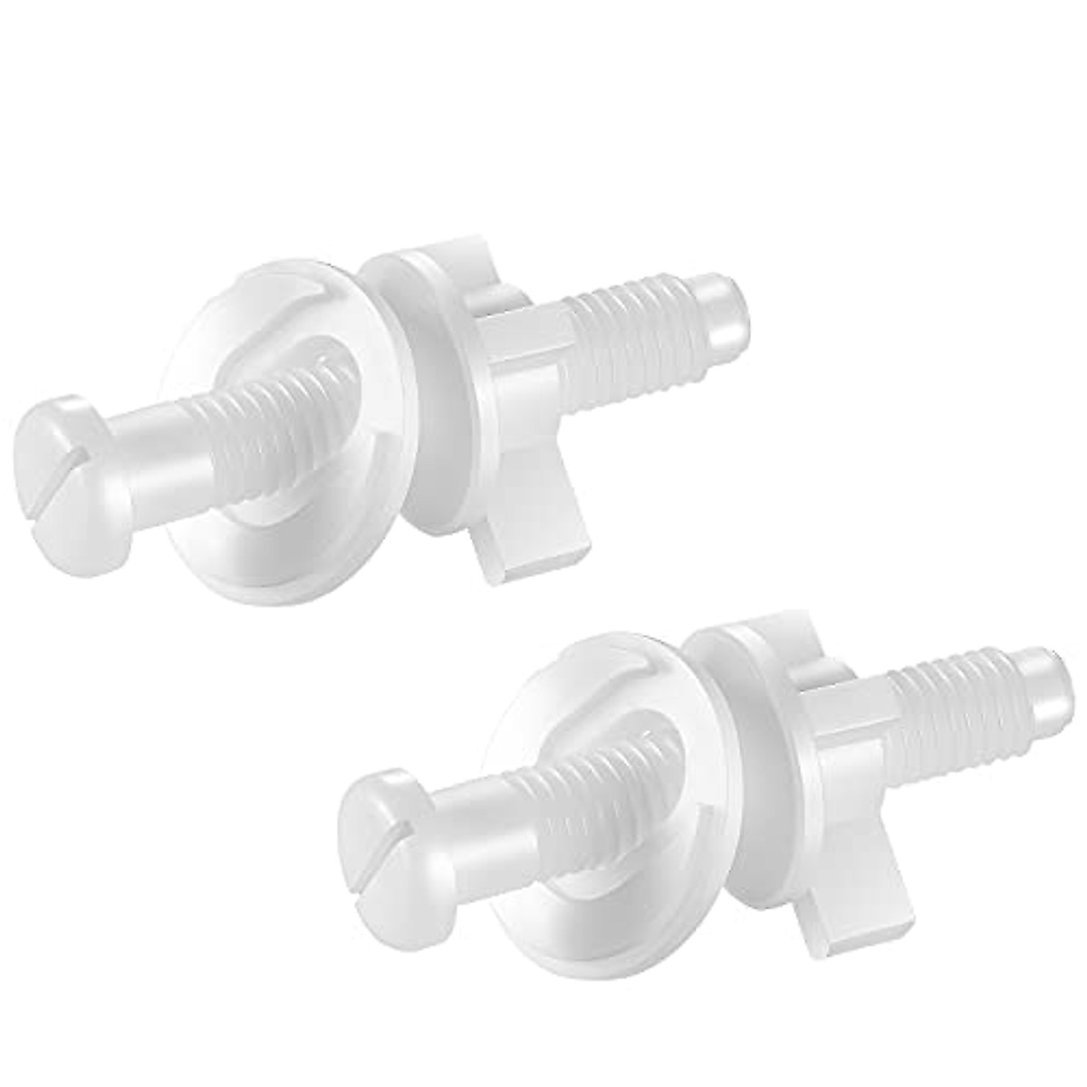 Canomo Toilet Seat Replacement Part Includes Plastic Toilet Seat Hinge Bolt Screws with Plastic Nuts and Washers for Fixing the Top Toilet Seat, White (8 Pieces), 2.56 Inches