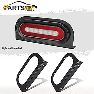 Partsam 2Pcs 6" Oval Tail Light Mounting Brackets [L Shaped] [3mm Powder Coated Steel] [Ultra Sturdy] [Versatile Horizontal Mounting] for 6" Oval Taillights On Truck Trailer RV Grommet Flush Mount