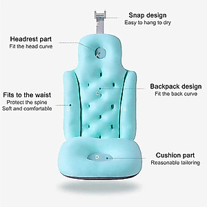 Bath Pillow, Bathtub Pillow Non-Slip Bath Mat Bath Pillow Anti- Bathtub Spa Cushion for Full Body Back Support Comfort Head Rest Ideal Hot Tub Accessories