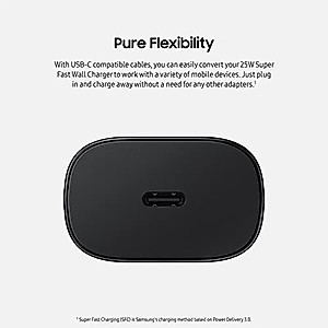 SAMSUNG 25W Wall Charger USB C Adapter, Super Fast Charging Block for Galaxy Phones and Devices, Cable Not Included, 2021, US Version, Black