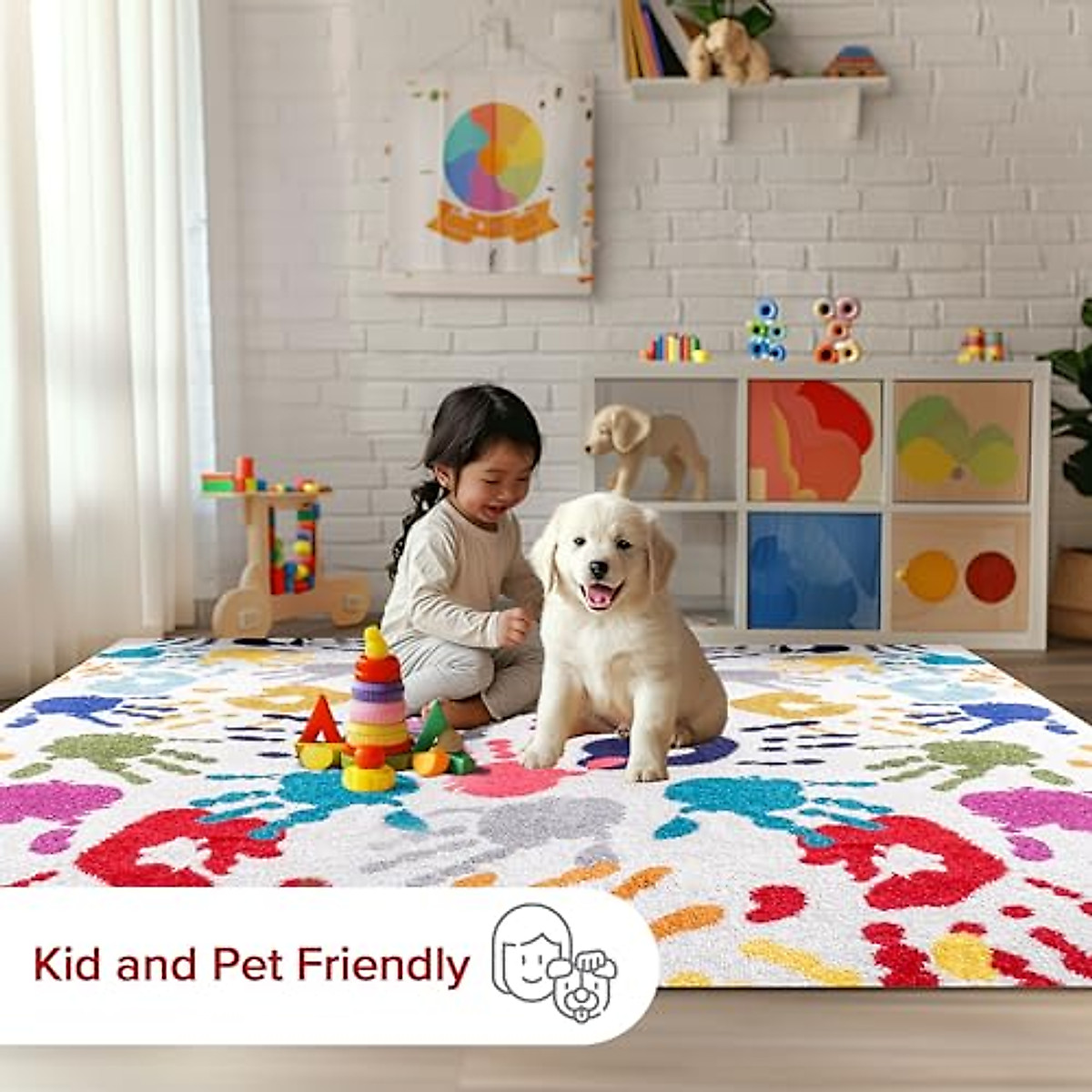 nuLOOM Pinkie Handprint Kids Area Rug, 4x6, Multi