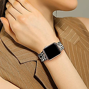 Lerobo Cheetah Band Compatible for Apple Watch Bands 40mm 38mm 41mm iWatch Bands SE Series 8 Series 7 6 5 4 3 2 1 Band for Women Men,Silicone Fadeless Pattern Printed Replacement Bands Leopard,S/M