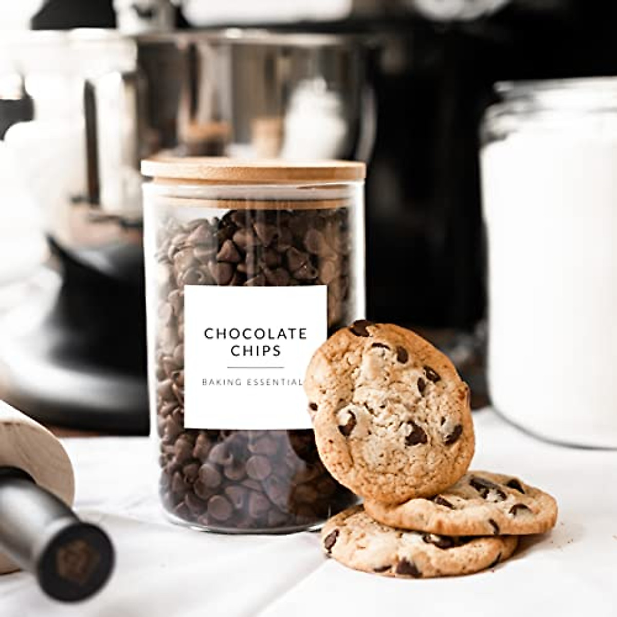 179 Kitchen Pantry Labels for Food Containers | Minimalist Food Labels for Jars | Kitchen Labels for Storage Bins | Black Text on White Jar Labels Stickers | Pantry Labels for Containers Preprinted