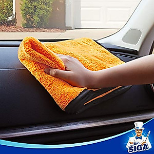MR.SIGA Professional Premium Microfiber Towels for Household Cleaning, Dual-Sided Car Washing and Detailing Towels, Gold, 15.7 x 23.6 inch, 3 Pack