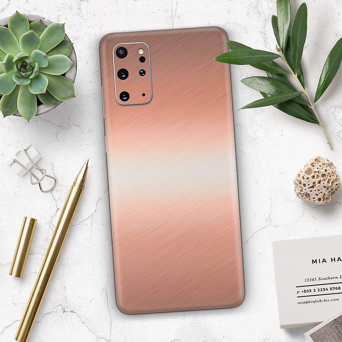 DesignSkinz Rose Gold Digital Brushed Surface V1 Protective Vinyl Decal Wrap Skin Cover Compatible with The Samsung Galaxy S20 (Screen Trim & Back Glass Skin)