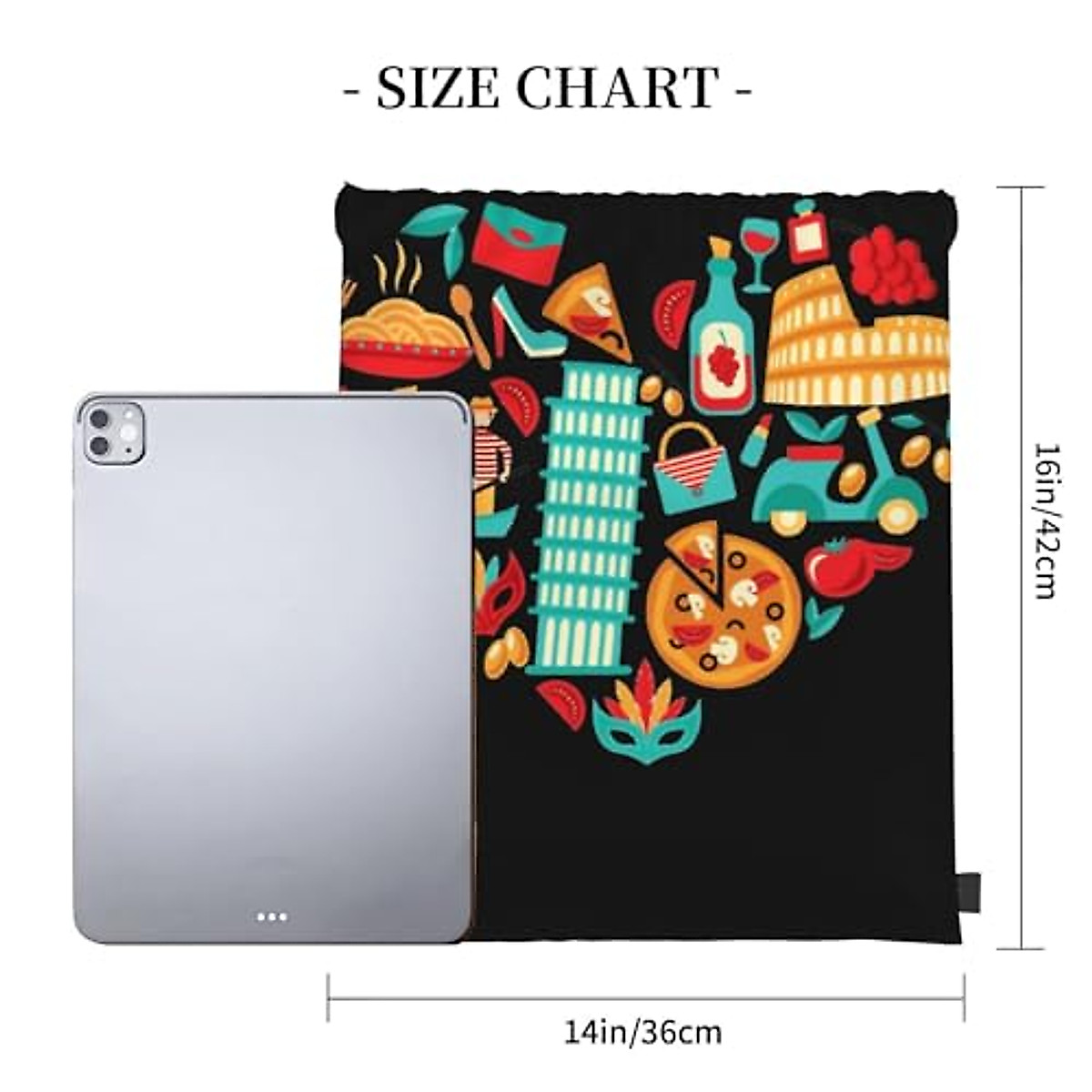 Delhiponics Heart Element Illustration Drawstring Backpack Waterproof Gym Sports Trave String Bag Adjustable Lightweight Drawstring Bag Sports Dance Sackpack