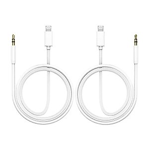 Aux Cord for iPhone,esbeecables 2Pack Lightning to 3.5mm Aux Cable for Car Compatible with iPhone 14 13 12 11 XS XR X 8 7 iPad for Car Home Stereo, Speaker, Headphone, Support All iOS - 3.3ft (White)