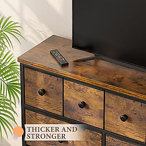 EnHomee Dresser,12 Drawer Dresser for Bedroom Fabric Dressers & Chests of Drawers for Bedroom, Living Room,Wood Top Metal Frame, Rustic Brown