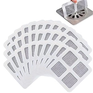 30 Pack Disposable Hair Drain Stickers, 4" X 4" Disposable Shower Drain Cover Hair Catcher, 2024 New Square Shower Drain Mesh Sticker, Bathroom, Laundry, Bathtub, Kitchen, Sink