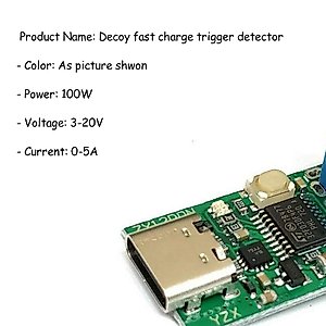 Acxico 1Pcs Type-C USB-C PD2.0 3.0 to DC USB Decoy Fast Charge Trigger Poll Detector Charging Module (ZY12PDN with Screw Terminal)