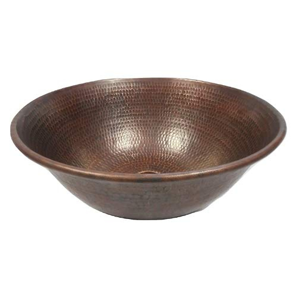 SimplyCopper 14" Round Copper Vessel Bath Sink Brushed Sedona Highlighting