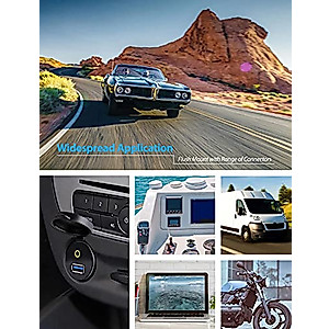 URWOOW USB Flush Mount - 1M 3ft 3.5mm & USB 3.0 AUX Extension Mount, Dash Mount, Flush Mount, Panel Mount Cable, for Car, Boat, Motorcycle