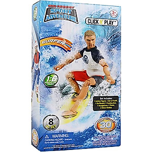 Click N' Play Sports & Adventure Surfer 12" Action Figure Play Set with Accessories,Brown/a