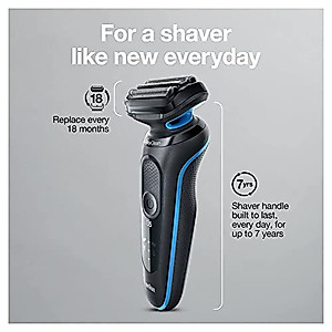 Braun Series 5 5020 Electric Razor for Men Foil Shaver with Beard Trimmer, Rechargeable, Wet & Dry with EasyClean, Black, 5 Piece Set