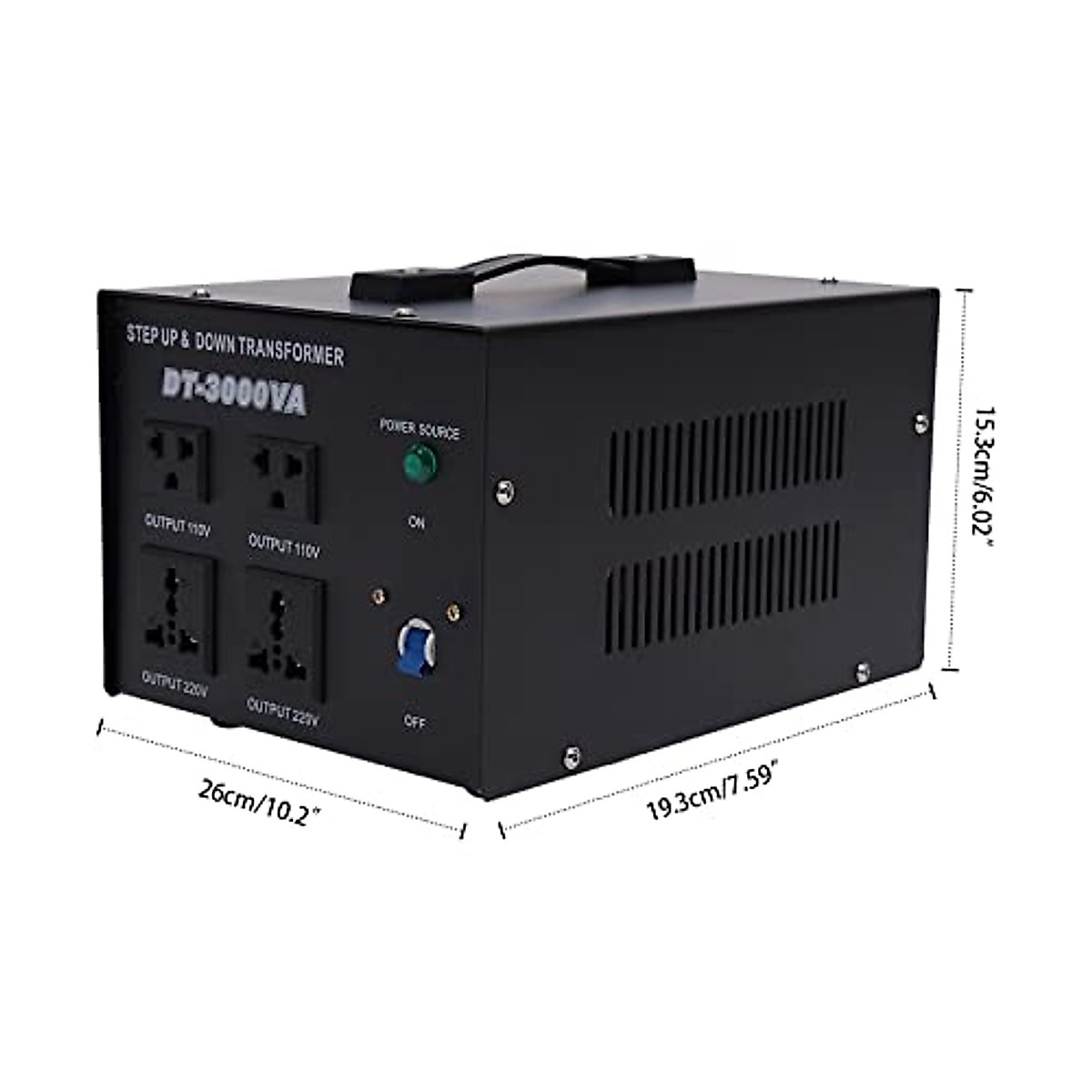 3000W Step Up & Down Voltage Transformer Converter AC 110V⇋220V DT-3000VA Voltage Converter Power Transformer Step-Up/Step-Down 110V - 220V/ 220V - 110V, with Dual Circuit Breaker Protection
