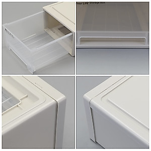 Obstnny Plastic Storage Drawer Unit, Stacking Storage Bin, 2 Packs, 17.8 Quart