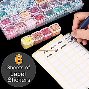 Quefe 168 Slots Diamond Painting Storage Containers, 3pcs 56 Grids Clear Diamond Painting Accessories and Tools Boxes Bead Organizers with Label Stickers for Diamond Art Embroidery Nail Accessories