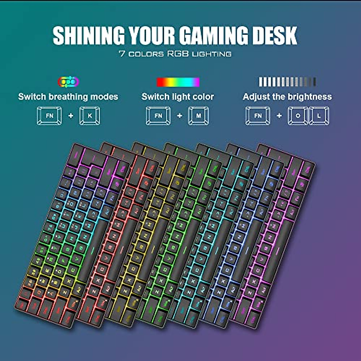 RedThunder 60% Wireless Gaming Keyboard, Rechargeable RGB Backlit Ultra Compact Mini Gaming Keyboard, Ergonomic Waterproof Mechanical Feeling Keyboard for PC, MAC, Laptop, PS4, PS5, Xbox ONE Gamer