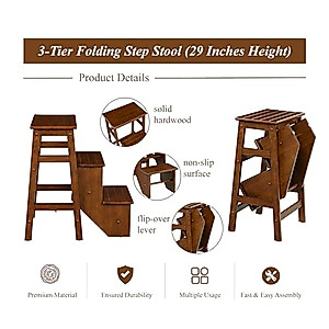 Niko Folding 30" Step Stool - Cappuccino