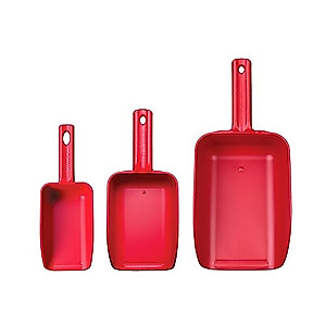 Remco 3 pk Color-Coded Plastic Hand Scoop - BPA-Free, Food-Safe Scooper, Commercial-Grade Utensils, Restaurant and Food Service Supplies, 16, 32, 82 Ounce Sizes, Red