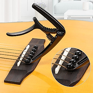 Hricane Guitar Capo for Acoustic and Electric Guitars with 3 Picks, light black Guitar Capo or Ukulele capos, Mandolin, Banjo, Classical Guitar Accessories, made by Steel and Silicone