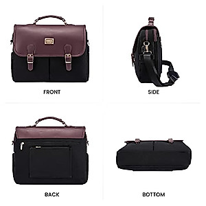LOVEVOOK Laptop Bag for Women, 15.6 inch Large Capacity Computer Briefcase Case, Crossbody Messenger Shoulder Bag, Office Business Work Tote Bags Purse for Travel Gifts, Deep Plum-black