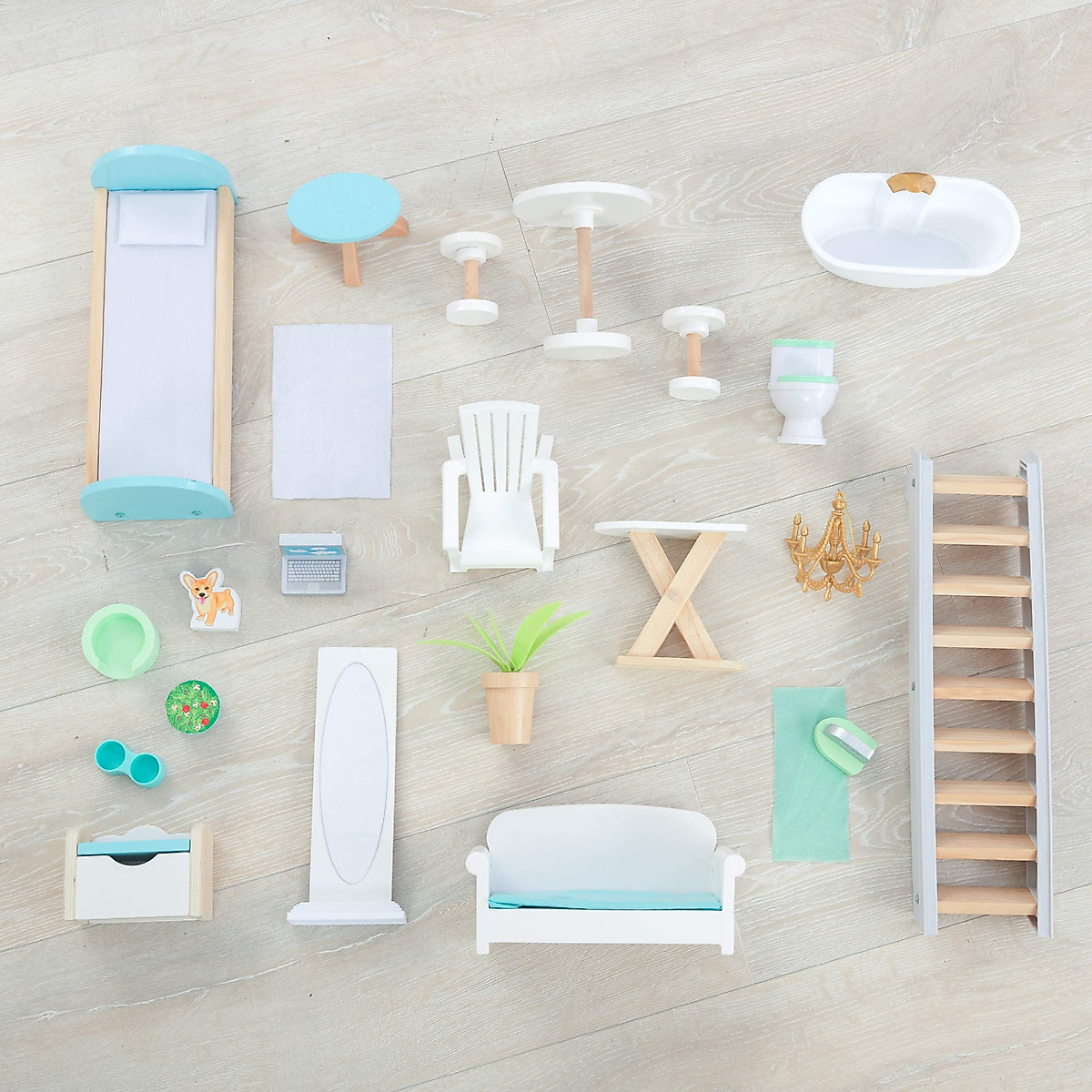 KidKraft Matilda Wooden Dollhouse with EZ Kraft Assembly™, Balcony, Movable Staircase and 23 Accessories, Gift for Ages 3+