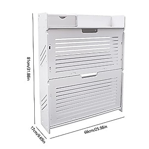 Modern Shoe Storage Cabinet, White Tipping Shoe Cabinet, Shoe Rack Cabinet for Entryway, Ultra-Thin Shoe Cabinet, 2-Layer Shoe Organizer, Entryway Shoe Storage，25.98x6.69x31.88in