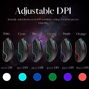 HP Wired Gaming Mouse LED RGB Backlit Adjustable 6200 DPI 6 Programmable Buttons Ergonomic USB Mice for Gamers